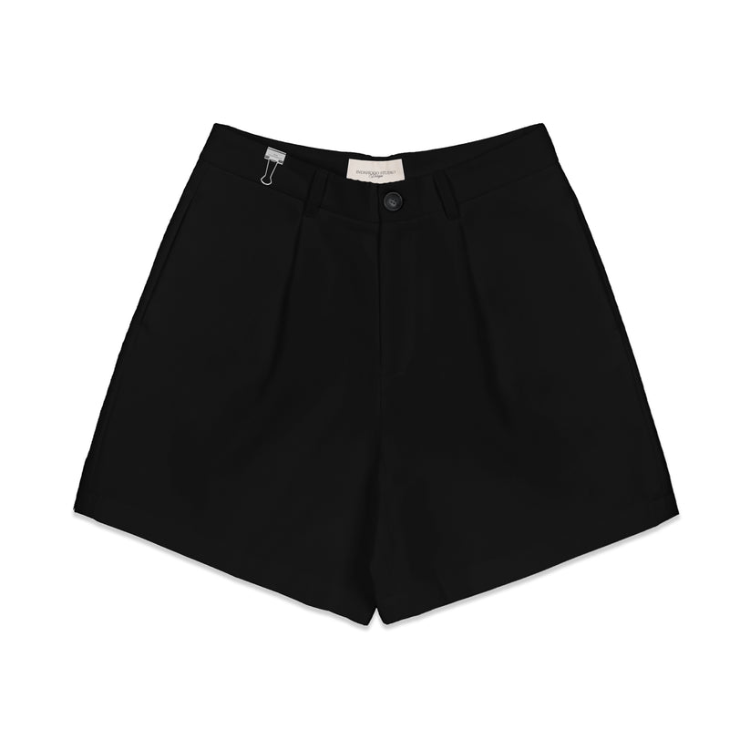 LOW WAIST BLACK LINEN LAINE SHORTS – [ MATÌERE ESSENCE ]